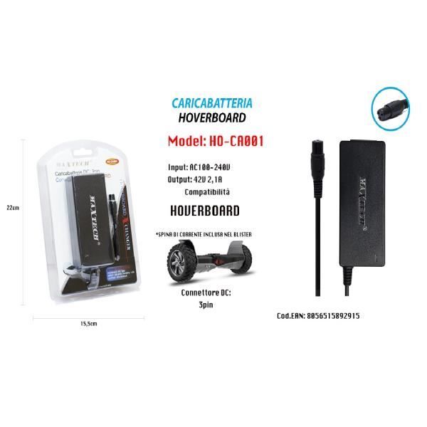 Trade Shop - CHARGEUR DE BATTERIE ALIMENTATION HOVERBOARD BATTERIE DE RECHANGE 42V 2,1A MAXTECH ...