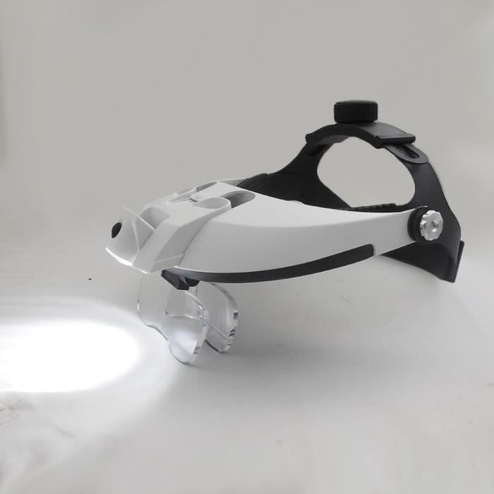 Loupe optique - YWEI - Bandeau de casque avec éclairage LED mains libres - Grossissement 1.0X-3 ...