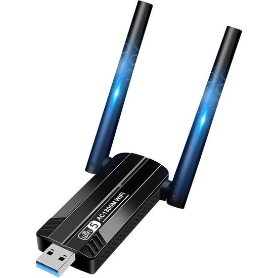 Clé WiFi Puissante AC1300 Mbps, Carte WiFi pour PC, Clef WiFi USB 3.0 Double Bande 2.4GHz/5GHz ...