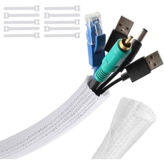 Manchon De Câble Gaine Cable, Gestion Des Câbles Rangement Tressée 5M ...