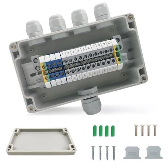 Kit de Bornier de Rail DIN avec IP66 Boite de Derivation Etanche 1in 4 ...