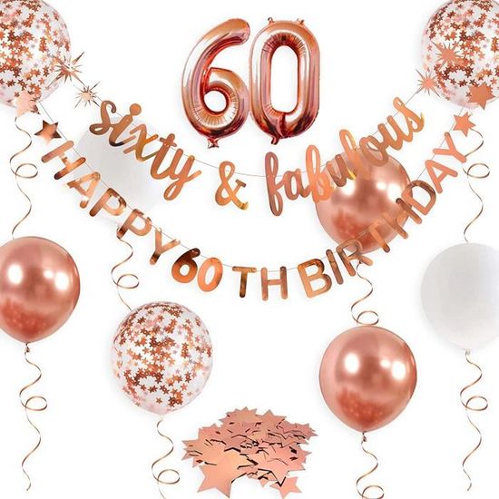 Rose Gold 60 & Fabulous Happy 60Th Birthday 60Th Foil Balloon Women'S ...