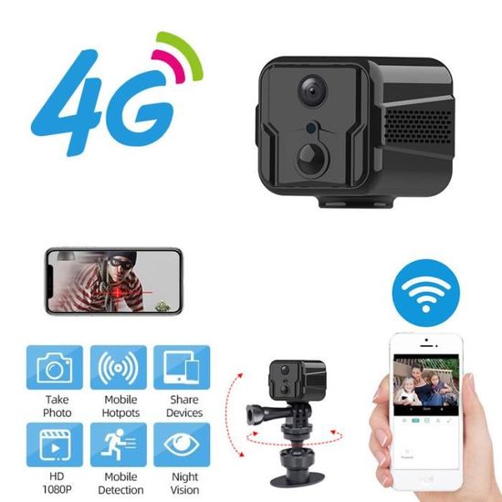 Caméra miniature,Mini caméra de surveillance sans fil WiFi 4G, 1080P ...