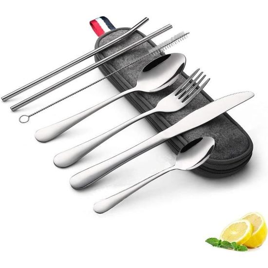 8 Pièces Couverts Camping Set de Couverts Set Couverts Voyage, Lupatdy ...