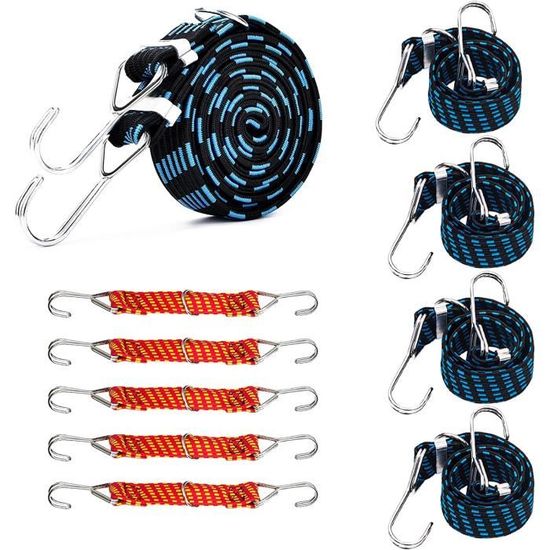 Tendeurs Elastique avec Crochets, Set de 10 Sandow Corde Elastique ...