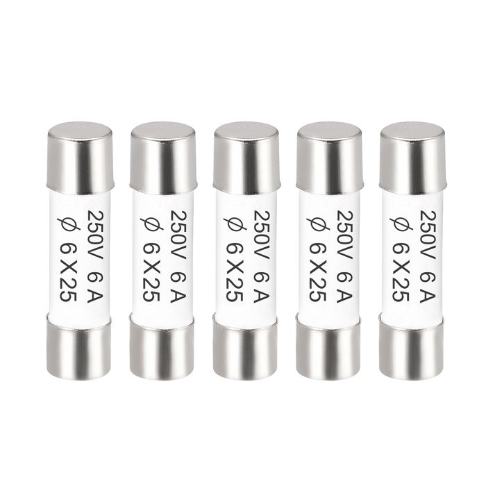Fusible céramique SOURCING MAP 5Pcs 6A 250V 6x25mm Cartouche Coup Rapide Rechange pour ...