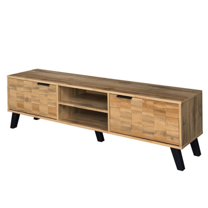 Meuble TV moderne 160,5x35,5x45cm avec 2 portes et 2 compartiments ...