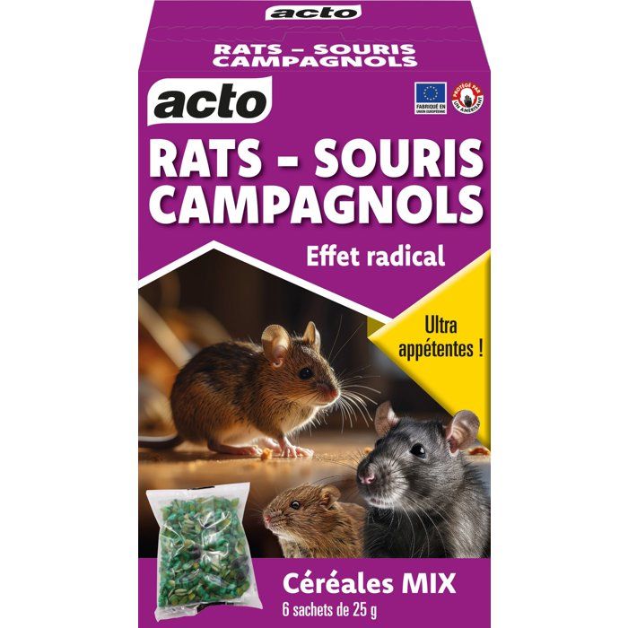 ACTO Anti-Rongeurs Céréales Mix - 6 x 25 grs - Appât prêt à l'emploi ...