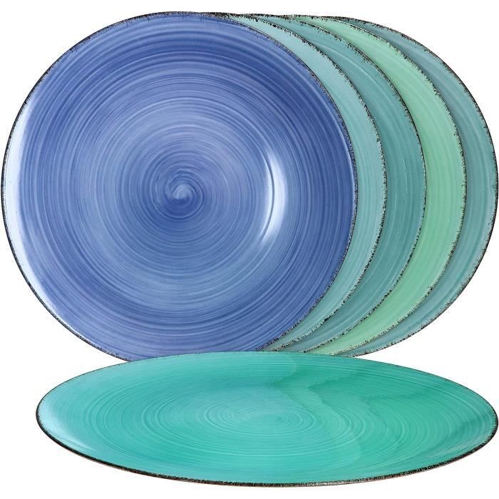 Blue Baita Lot de 6 grandes assiettes de table bleues - Assiettes ...