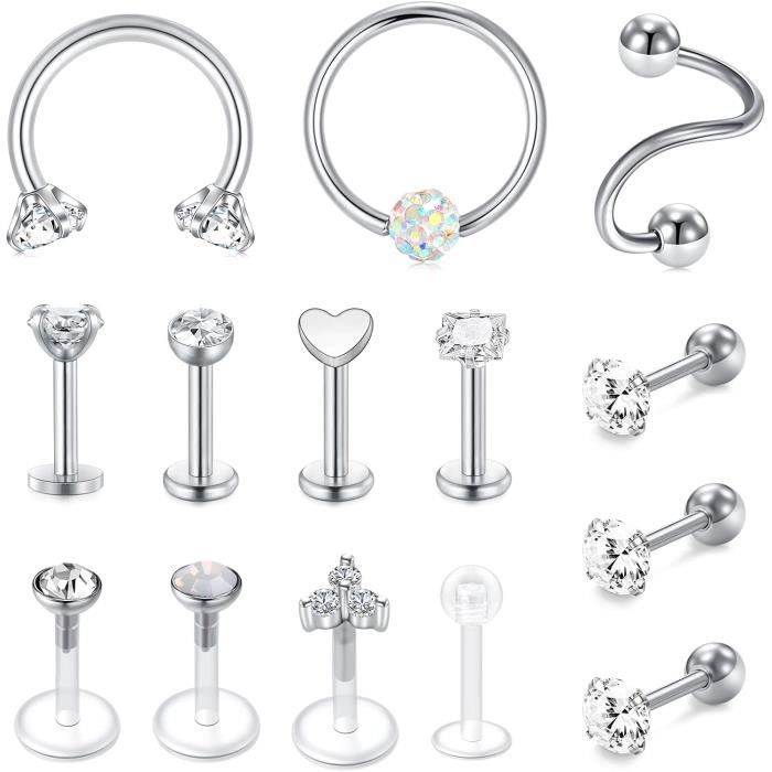 5 Pièces Helix Piercing Bijoux 16G Acier Chirurgical Argent Tragus ...
