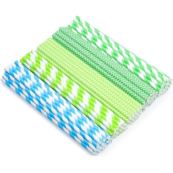 Lot De 200 Pailles En Papier Biologiquement Biodégradables, Colorées Et ...