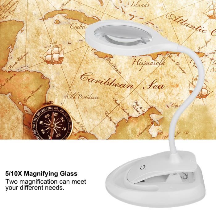 CES Loupe De Lecture Loupe Lampe Loupe Led, 5/10X Lampe Loupe De Bureau Loupe Avec 15 Led Et ...