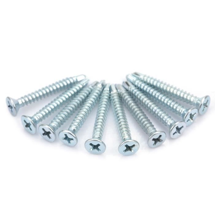 HURRISE vis M4.2 50 pcs M4.2 vis autotaraudeuses à tête plate vis autotaraudeuses ensemble de ...