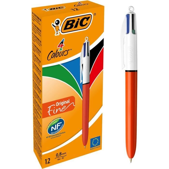 Ecriture 4 Couleurs Original Stylos-Bille Rétractables Pointe Fine (0,8 ...