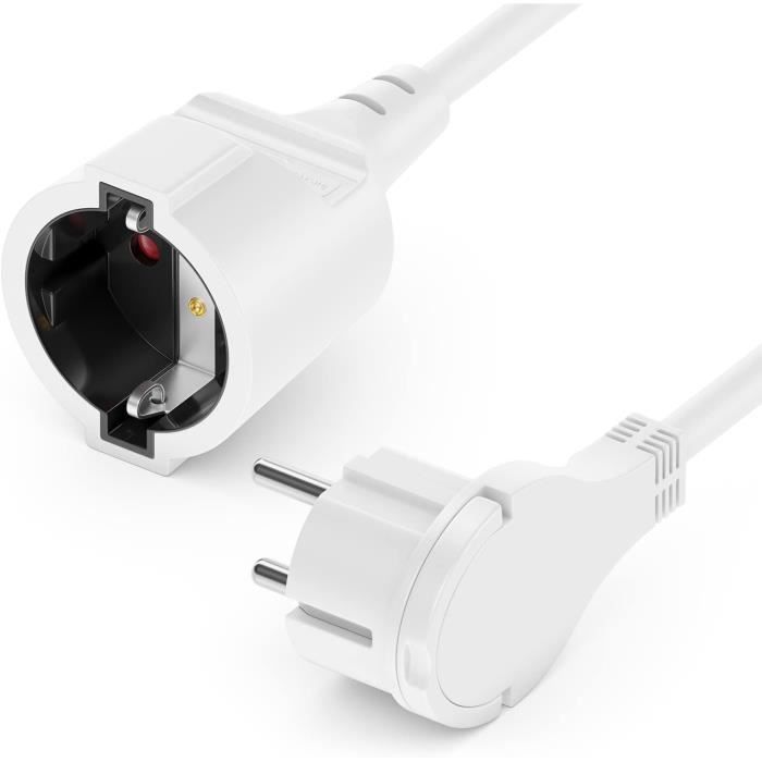 DeleyCON 3,0m Cable d'alimentation Rallonge avec Fiche Plate Contact de ...