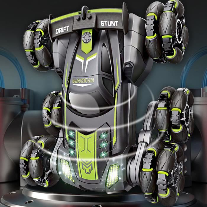 Jouet de voiture de cascade RC 2.4Ghz Télécommande Stunt Car 6 Wheel Light Sound 360 Degrés ...