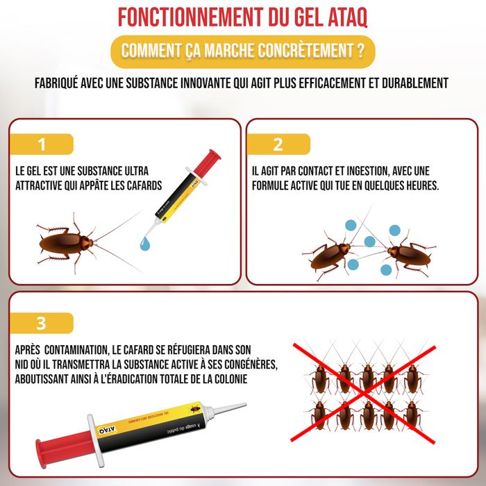 ATAQ 2X Gel Appât 10g Anti Cafards Puissant Professionnelle Blattes ...