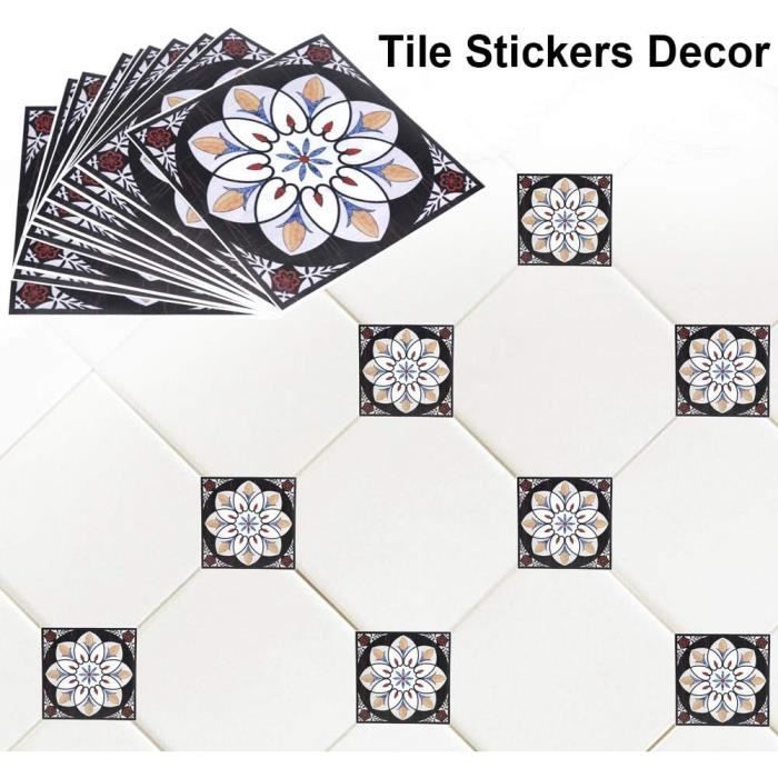 Lot De 10 Carreaux Autocollants Carré Auto-Adhésif Pvc Diagonale ...