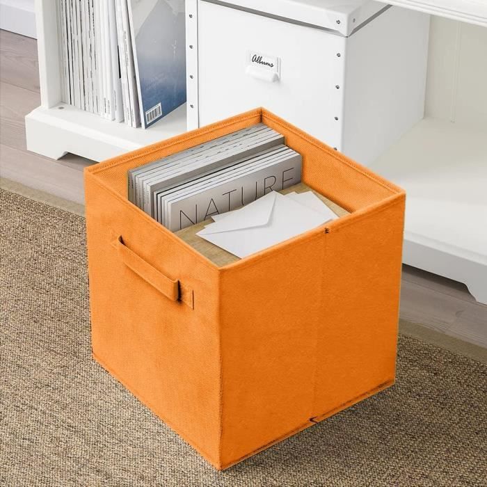 Lot De 6 Cubes De Rangement Pliables En Tissu En Forme De Cube Orange ...