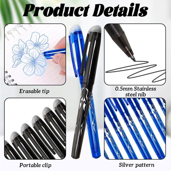 Teokantz 12 Pièces Stylos Effaçables, 0.5mm Stylo Gomme, Stylo Bille ...