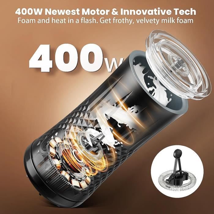Mousseur à lait automatique 4 en 1, 240 ml, 400 W, antidérapant ...