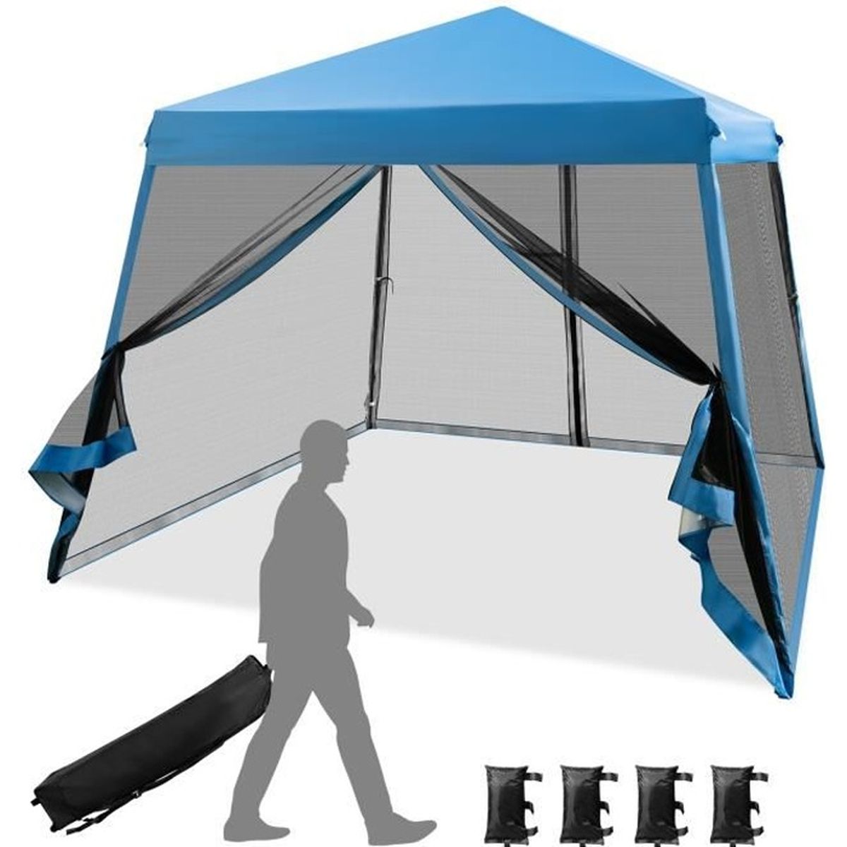 COSTWAY Tonnelle Pliable Instantané 3x3 m avec Parois Latérales en ...