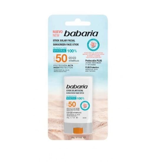 Stick solaire - Babaria - SPF 50 - Waterproof - Protection UV - Usage facial et zones sensibles ...