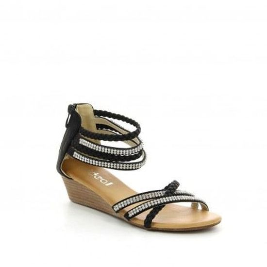 Sandale compensée à strass TRISS… Noir Noir Noir - Cdiscount Chaussures