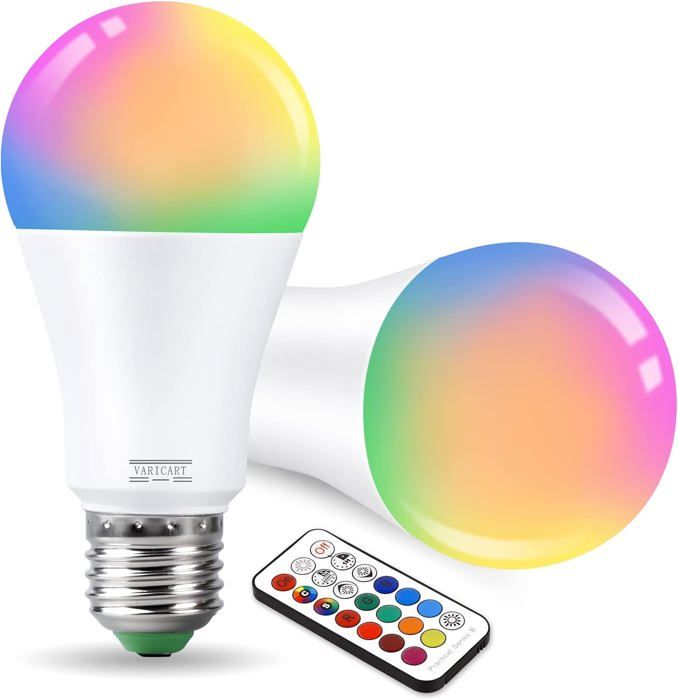 Ampoules LED Couleur E27 10W 12 Couleurs RGB Changement de Couleur Ampoule LED avec Télécommande ...
