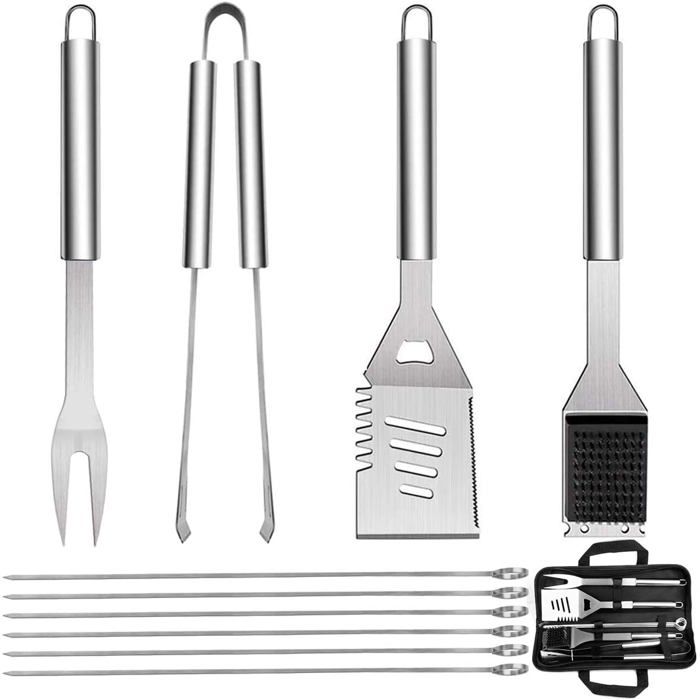 QH 10 Pack BBQ Barbecue Tool Set, Stainless Steel Outdoor Barbecue ...