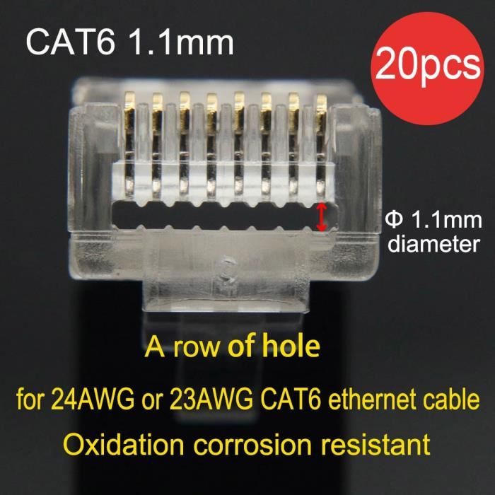 Couleur CAT6 -- 20 pièces connecteur rj45 cat6 cat5 SFTP FTP STP, connecteur de câble ethernet ...