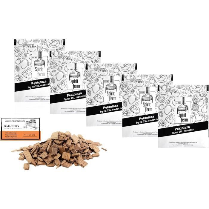 5 x Pectolase 5g/25L + Copeaux de Chêne Français 20g - Enzyme ...