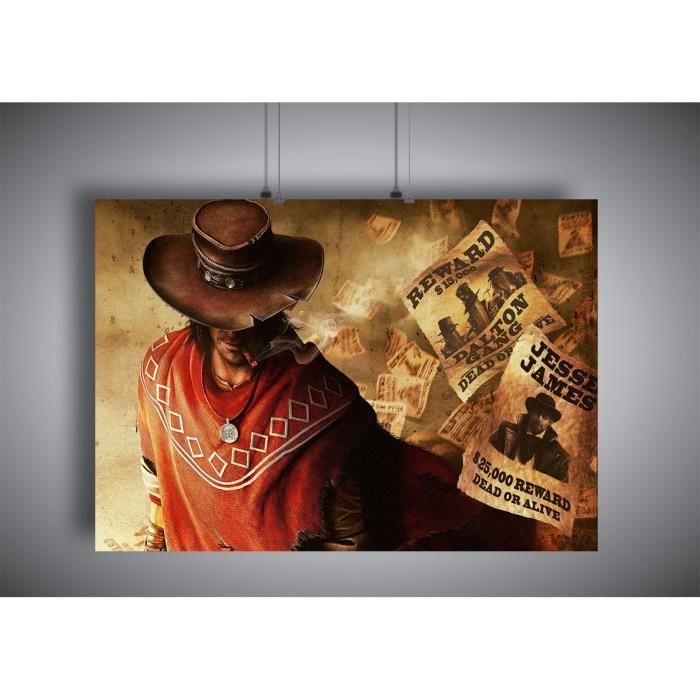 Poster Cowboy Wanted Reward Dead Or Alive USA wall art - A4 (21x29,7cm ...