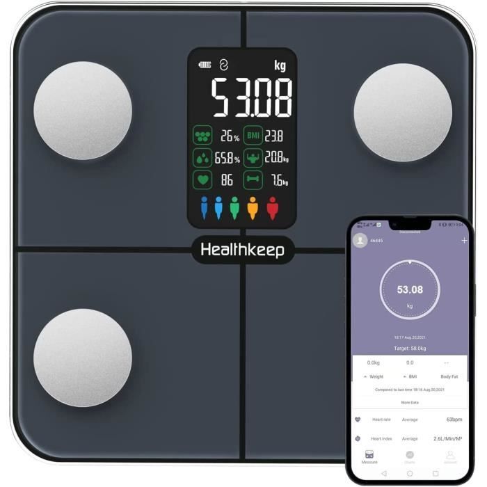 Pèse Personne Balance Connectée avec Affichage VA, Balances Numériques ...