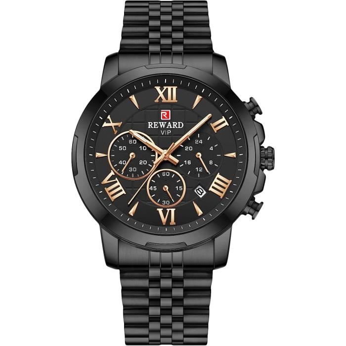Montre Homme Etanche Chronographe Analogique Quartz Montres Avec Acier ...