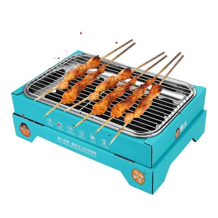 Bleu Mini gril à charbon de bois portable jetable, gril extérieur, gril ...