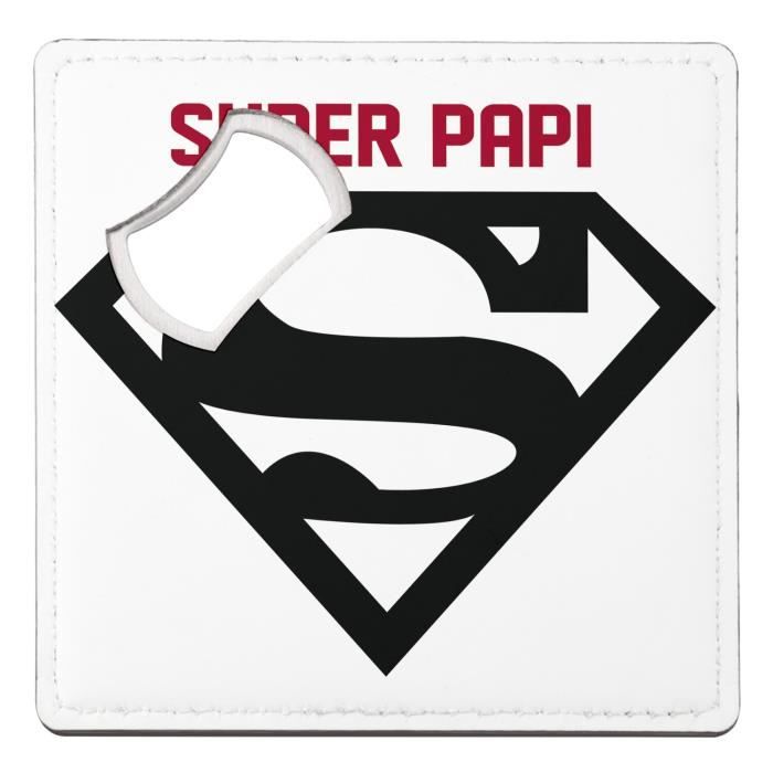Sous Verre Décapsuleur (1 unité) Super Papi Rouge Logo Super Héro ...