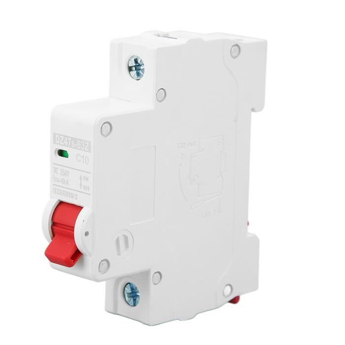 Disjoncteur CC 1P DC250V 10A Disjoncteur CC Protection contre les Surcharges de Court-circuit ...