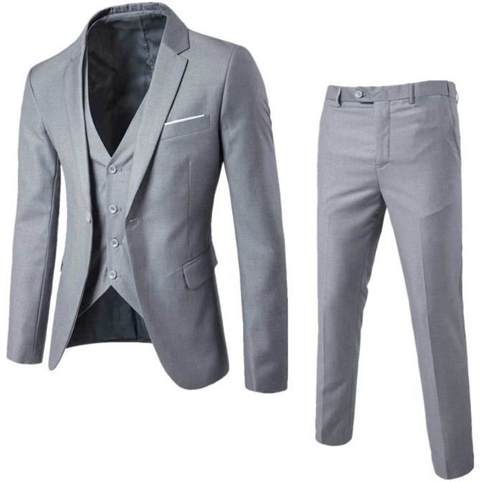 Yizyif Costume Homme 3 Pièces Tenue Veste Gilet Pantalon Business
