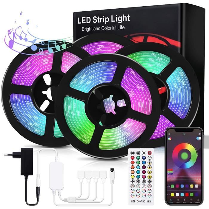 RUMOCOVO® Ruban LED 20m, Bluetooth Bande LED RGB Multicolore avec Télécommande, Contrôlé par APP ...