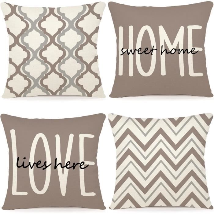 Housse Coussin 60X60 Lot De 4 Housses De Coussin Canapé Coussins ...