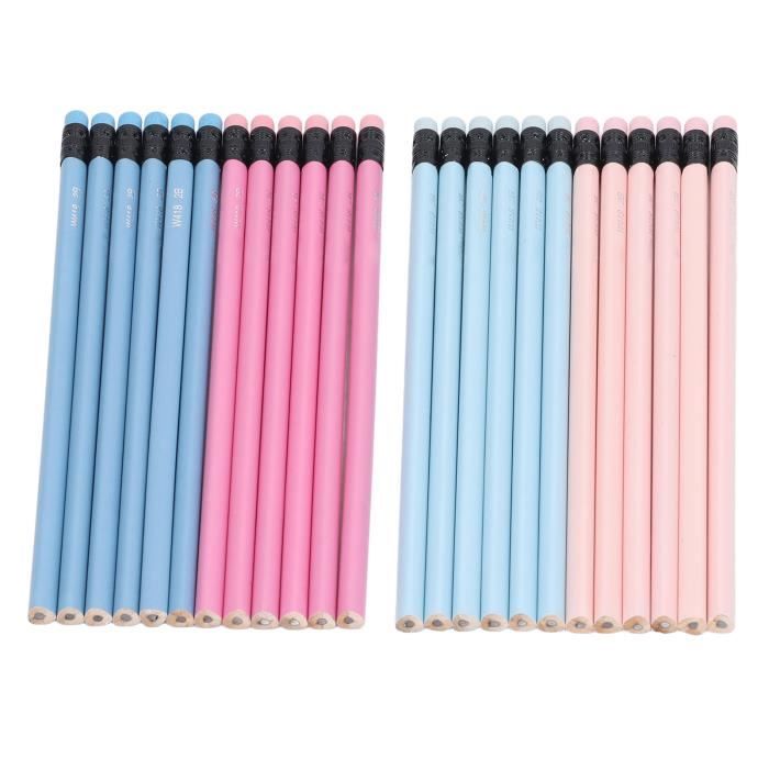 60pcs crayons graphite 2B avec gomme crayon graphite triangulaire bleu ...