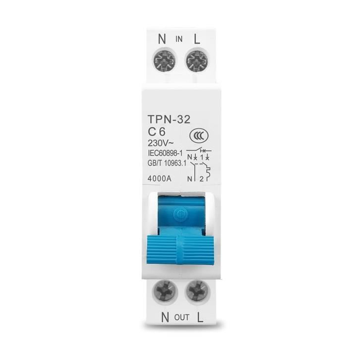Disjoncteur Tpn 1P + N Mini Disjoncteurs Mcb 6A 10A 16A 20A 25A 32A Din Montage Sur Rail ...
