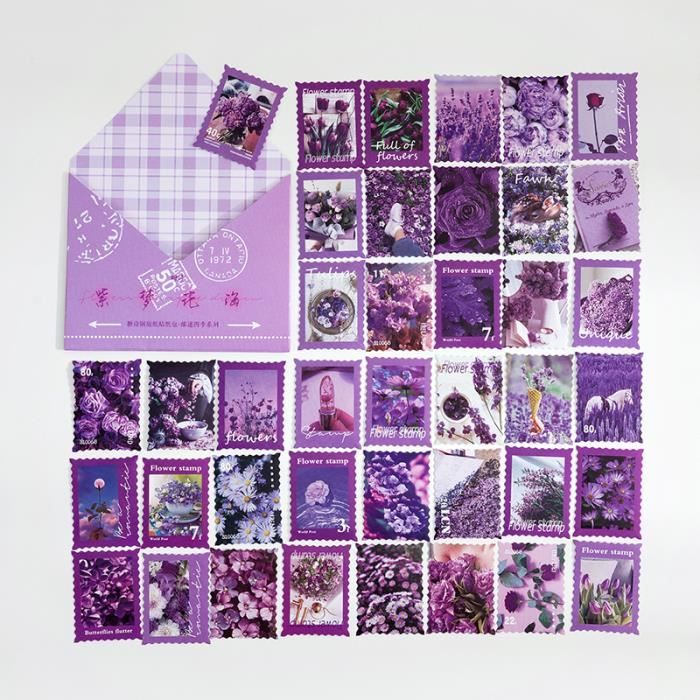 GOMMETTE,E--Timbre à fleurs décoratif Vintage, 40 pièces, étiquette ...