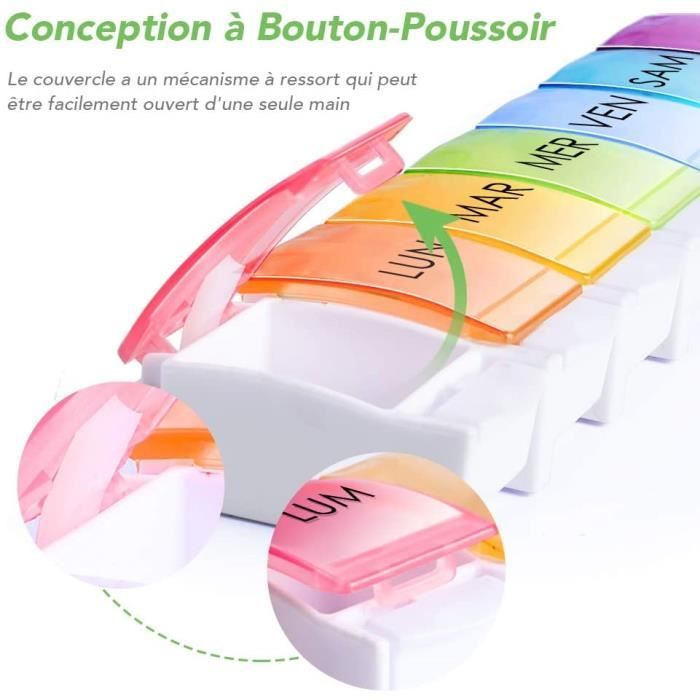Pilulier Semainier Français 7 Jours Matin et Soir, Boîte à Pilules 14 ...