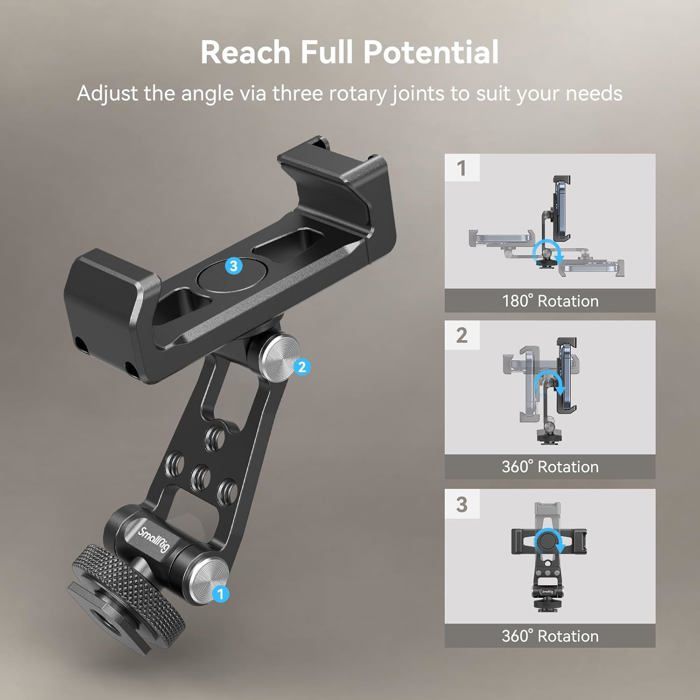 Support téléphone SMALLRIG 4382 : métal robuste, fiche Cold Shoe ...