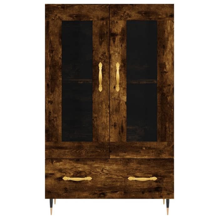 Buffet haut-Armoire de rangement chêne fumé 69,5x31x115 cm bois d ...
