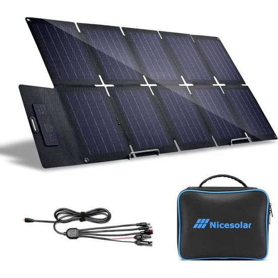 Panneau Solaire Portable 60W kit de Pliable Adapté aux Stations d'Énergie, Chargeur Solaire ...