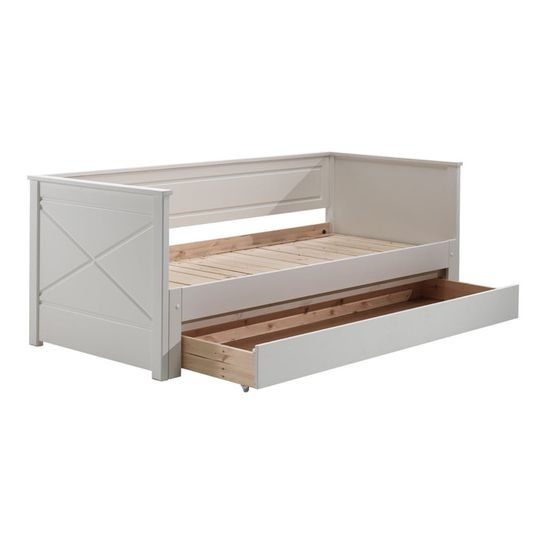 Lit extensible - ALTOBUY - Vivien - 90x200cm - Pin laqué blanc - Avec ...