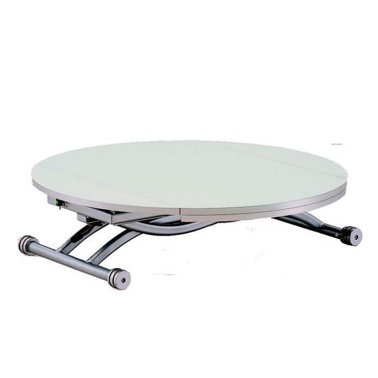 TABLE BASSE RELEVABLE RONDE COLOMBIA BLANC - Cdiscount Maison
